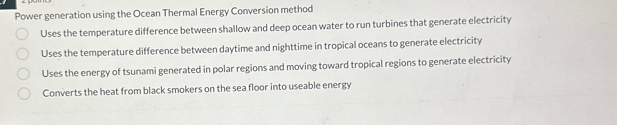 Solved Power generation using the Ocean Thermal Energy | Chegg.com