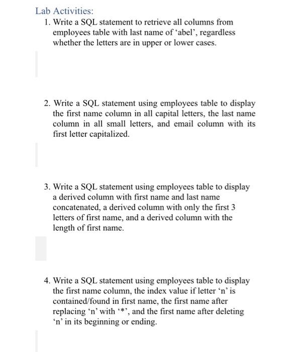 Solved Hi can anyone help me to do this homework for SQL , | Chegg.com