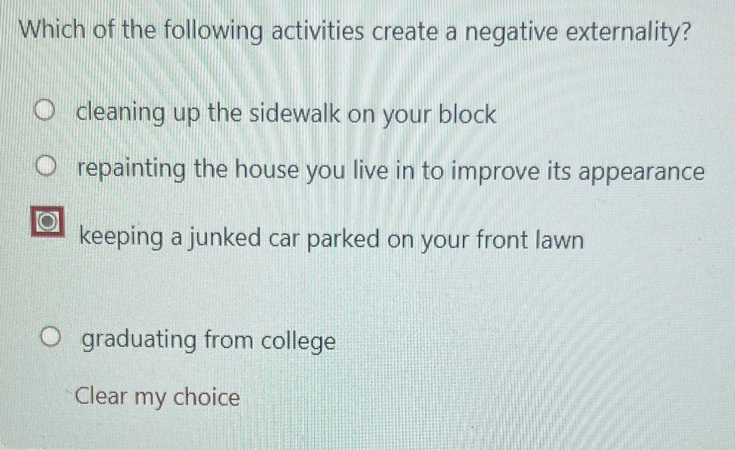 Solved Which of the following activities create a negative | Chegg.com