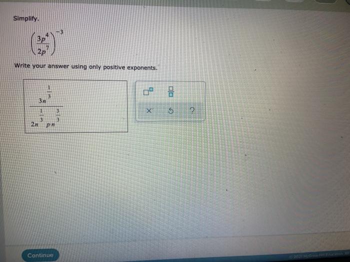 Solved Simplify: 3p 2p Write your answer using only positive | Chegg.com