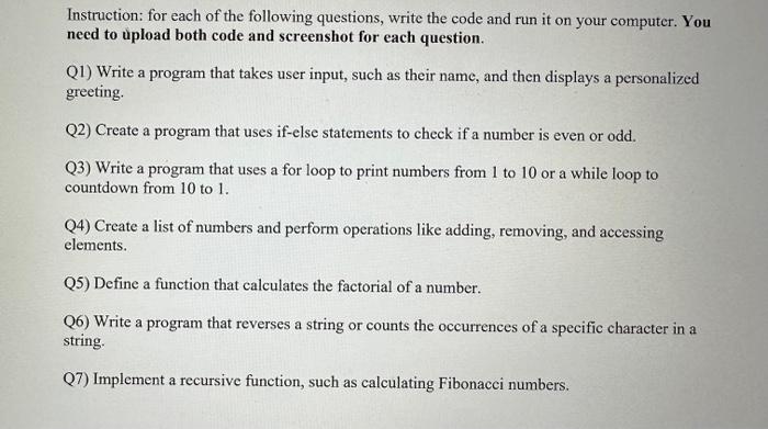 Solved Instruction: for each of the following questions, | Chegg.com