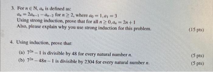 Solved 3. For n∈N,an is defined as: an=2an−1−an−2 for n≥2, | Chegg.com