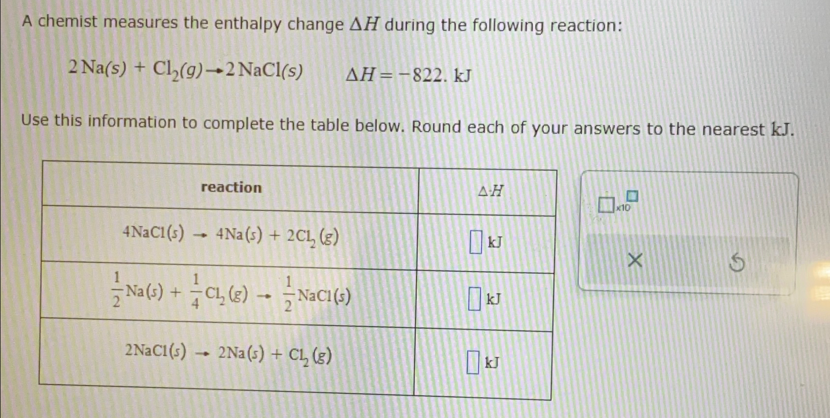 Solved A chemist measures the enthalpy change ΔH ﻿during the | Chegg.com