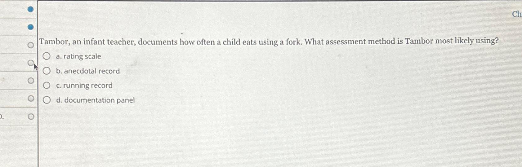 Solved Tambor, an infant teacher, documents how often a | Chegg.com