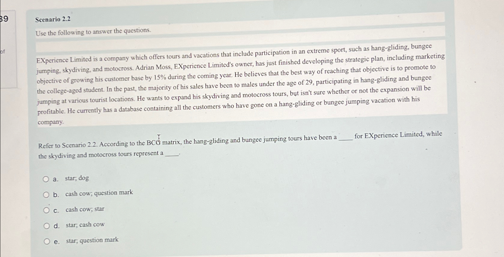 Solved Scenario 2.2Use the following to answer the | Chegg.com