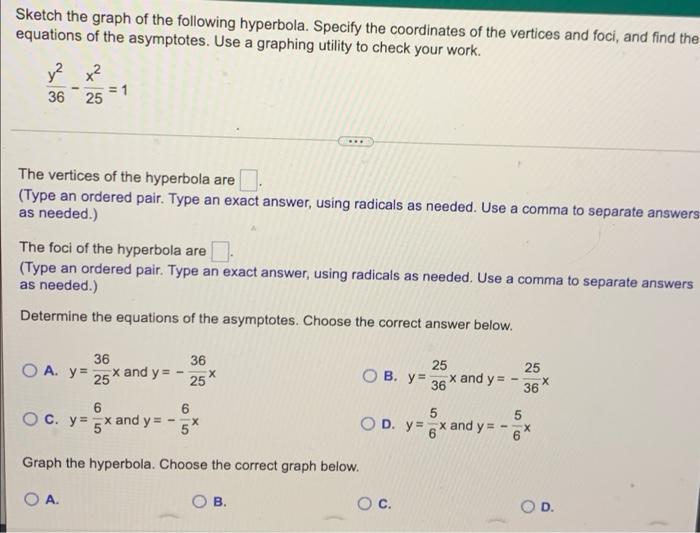 Solved Sketch the graph of the following hyperbola. Specify | Chegg.com