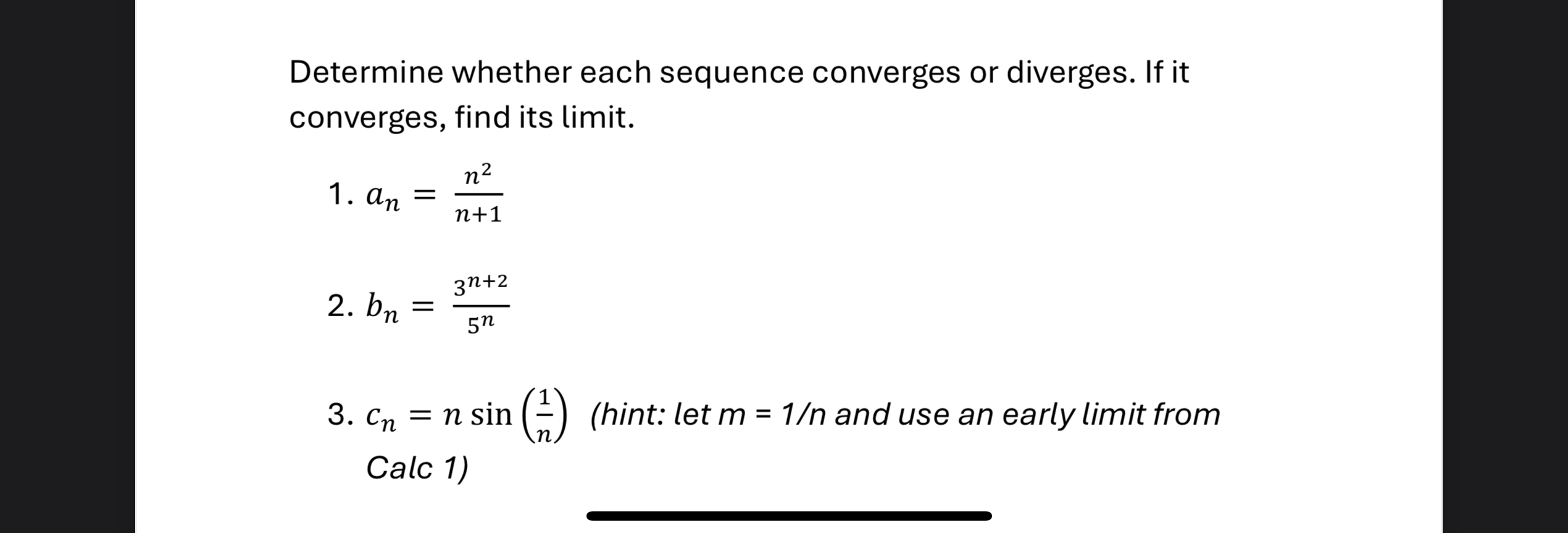 Solved Determine whether each sequence converges or | Chegg.com