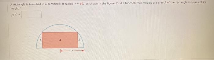 Solved A rectangle is inscribed in a semicircle of radius r | Chegg.com