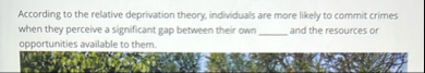 Solved According to the relative deprivation theory, | Chegg.com