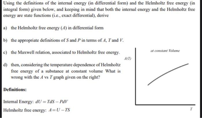 Solved Using the definitions of the internal energy (in | Chegg.com