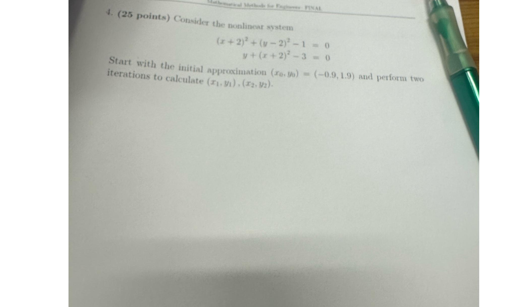 Solved (25 ﻿points) ﻿Convider the nonlincar | Chegg.com