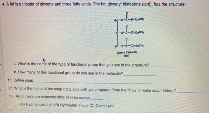 Solved A fat is a triester of glycerol and three fatty | Chegg.com