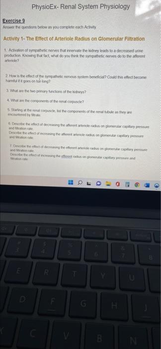 PhysioEx-Renal System Physiology Exercise 9 Answer | Chegg.com