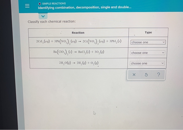 Solved O SIMPLE REACTIONS Identifying combination, | Chegg.com