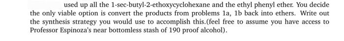 Solved used up all the 1-sec-butyl-2-ethoxycyclohexane and | Chegg.com