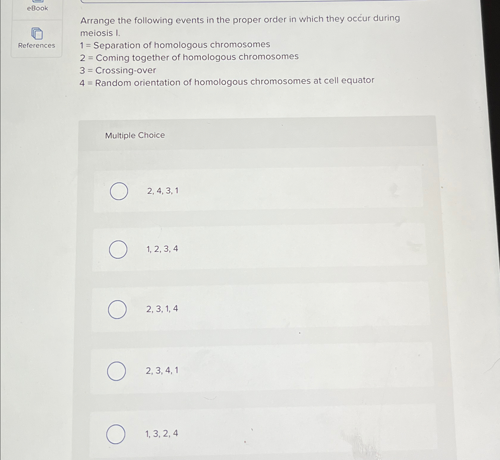 Solved eBookReferencesArrange the following events in the | Chegg.com