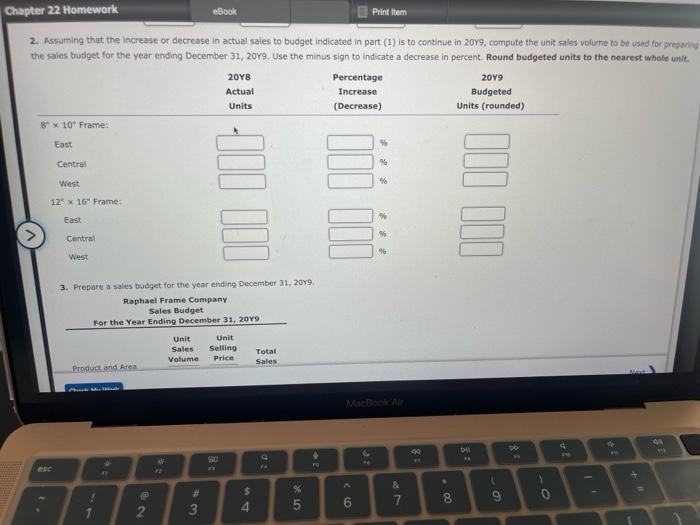 Solved Forecast sales volume and sales budget For 20Y8, | Chegg.com