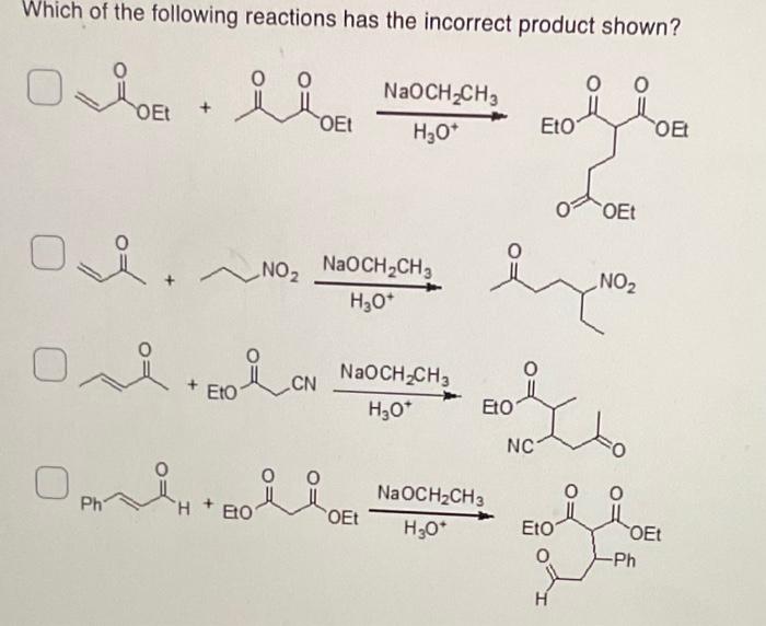 Solved Which of the following reactions has the incorrect | Chegg.com