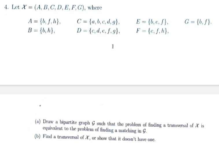 Solved 4. Let X=(A,B,C,D,E,F,G), where | Chegg.com