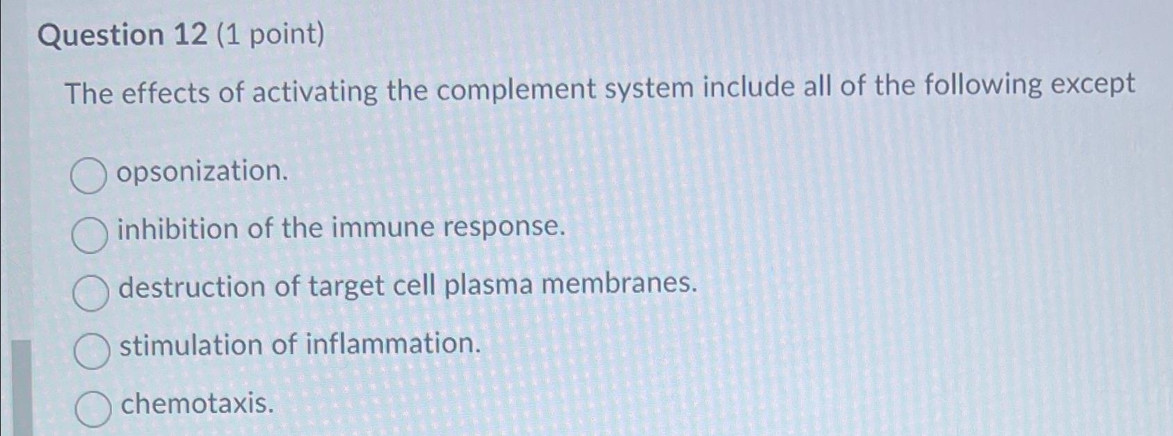Solved Question 12 (1 ﻿point)The effects of activating the | Chegg.com