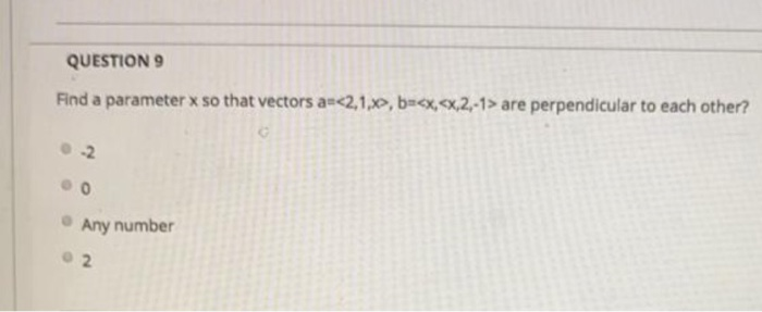 Solved QUESTION 9 Find a parameter x so that vectors | Chegg.com