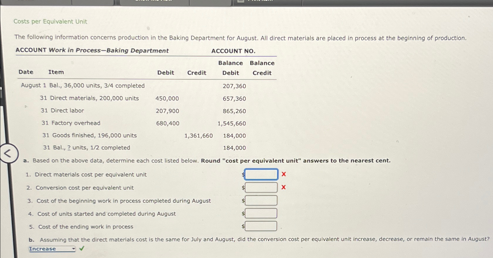 Solved Costs per Equivalent UnitThe following information | Chegg.com