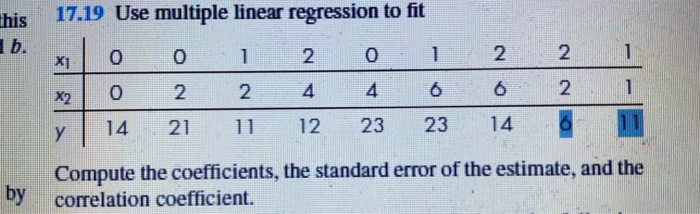 Solved his 17.19 Use multiple linear regression to fit 1b. | Chegg.com