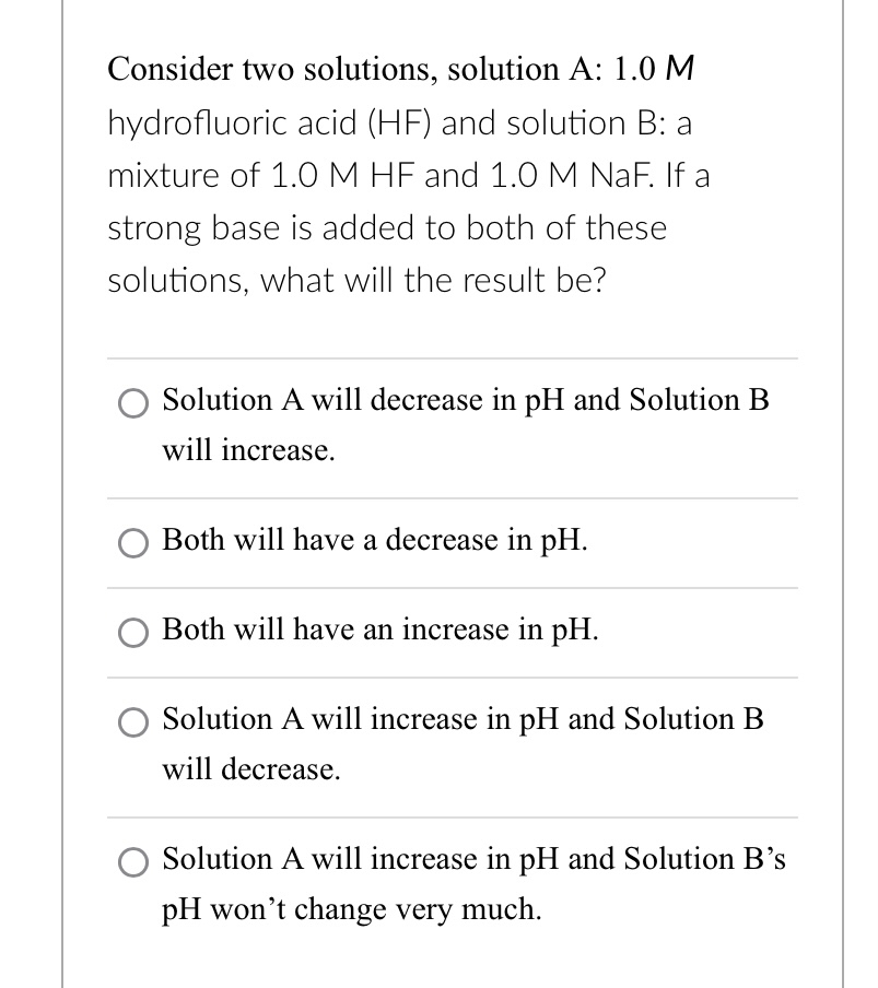 Solved Consider two solutions, solution A: 1.0M | Chegg.com