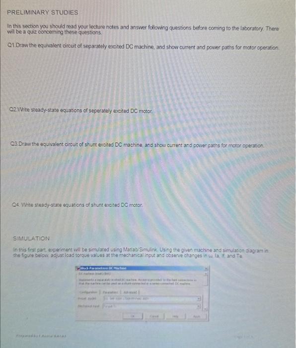 Solved PRELIMINARY STUDIES In this section you should read | Chegg.com