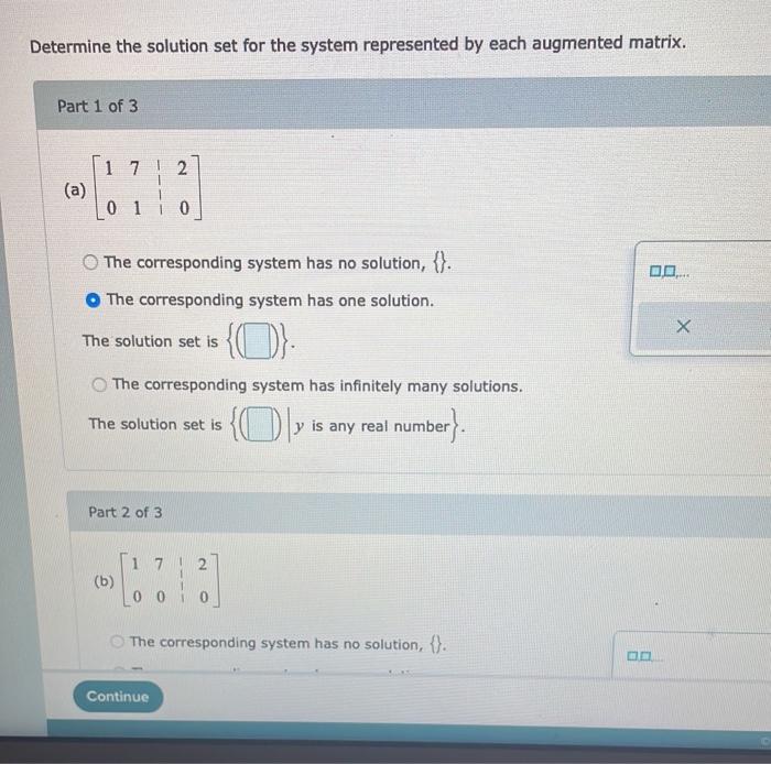 Solved Determine the solution set for the system represented | Chegg.com