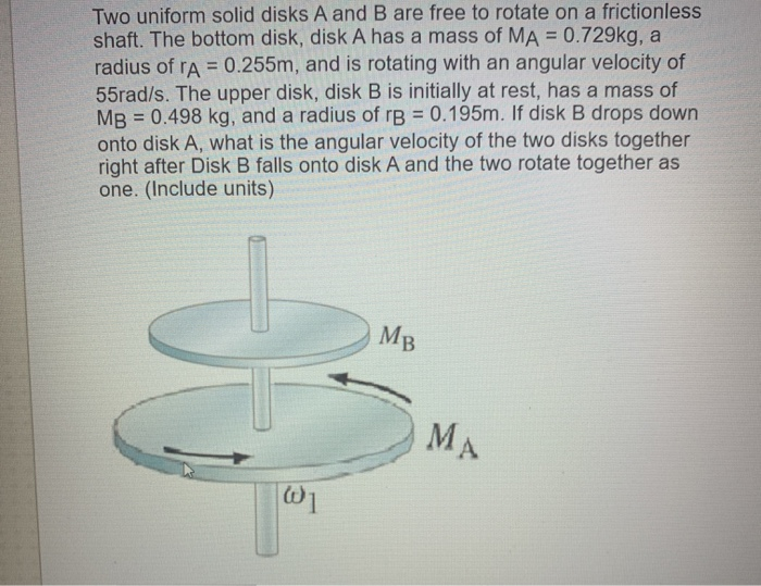 Solved Two uniform solid disks A and B are free to rotate on | Chegg.com