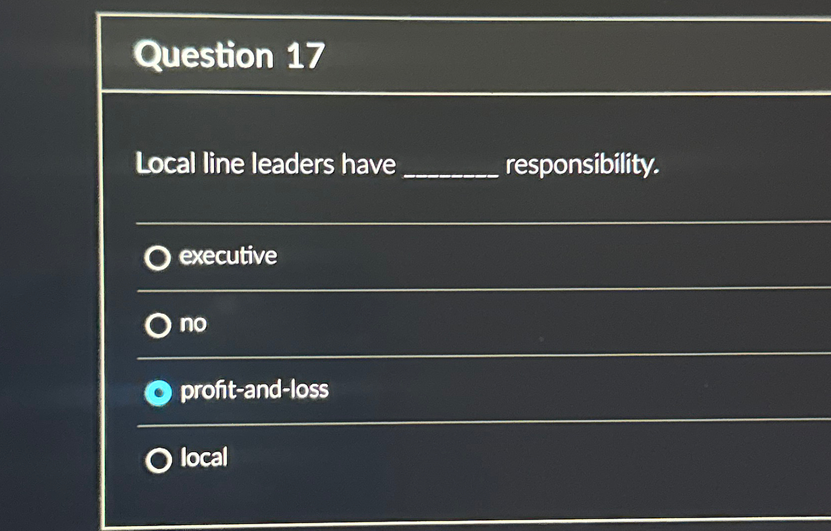 Solved Question 17Local line leaders have | Chegg.com