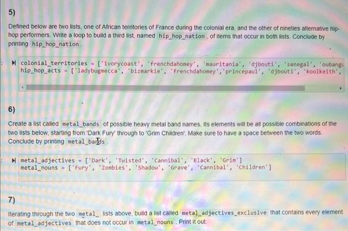 Solved Defined below are two lists, one of African | Chegg.com