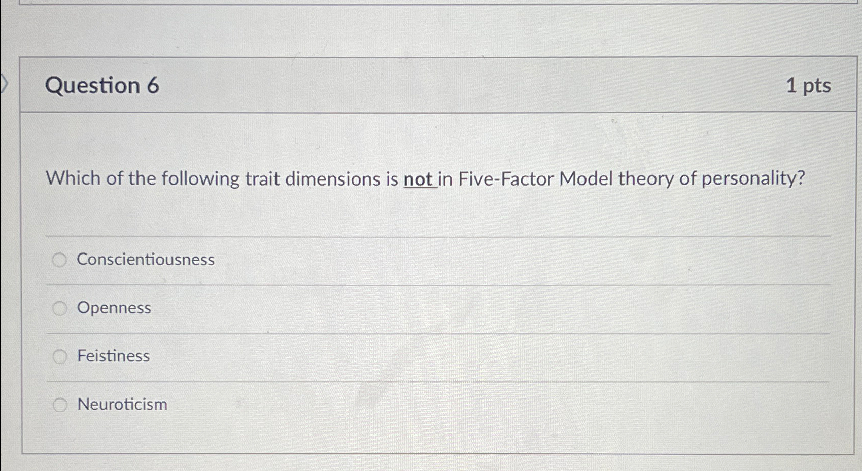 Solved Question 61ptsWhich of the following trait dimensions | Chegg.com