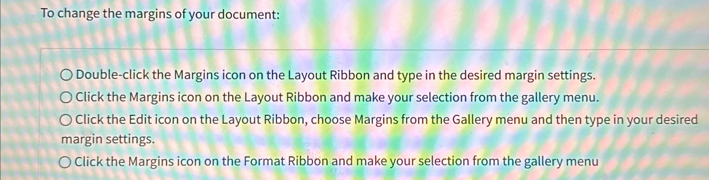 Solved To change the margins of your document:Double-click | Chegg.com