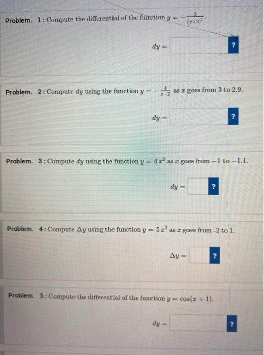 Solved Problem. 1: Compute the differential of the function | Chegg.com