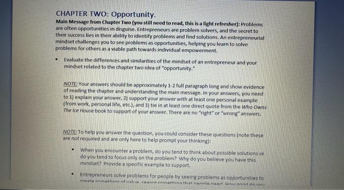 from the book of WHO OWNS THE ICE HOUSE | Chegg.com