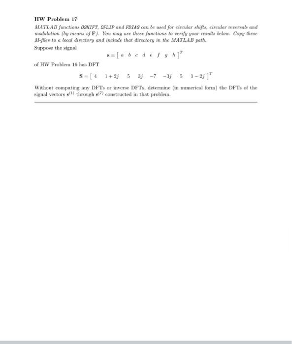 Solved HW Problem 17 MATLAB finctions OSHIFT, OFLIP and | Chegg.com
