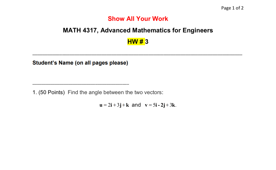 Solved Page 1 ﻿of 2Show All Your WorkMATH 4317, ﻿Advanced | Chegg.com