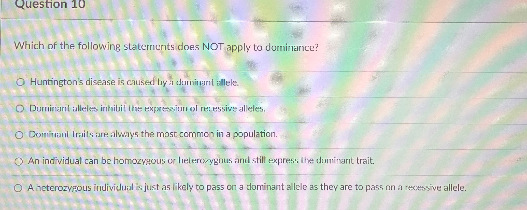 Solved Which of the following statements does NOT apply to | Chegg.com