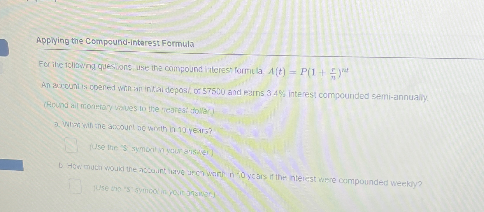 Applying the Compound-Interest FormulaFor the | Chegg.com