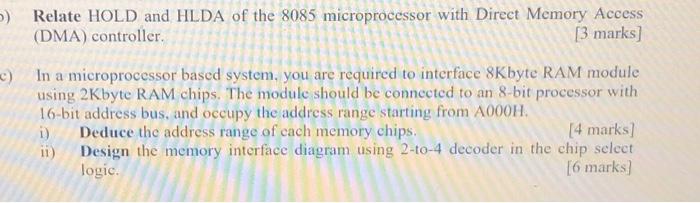 Solved Relate HOLD and HLDA of the 8085 microprocessor with | Chegg.com