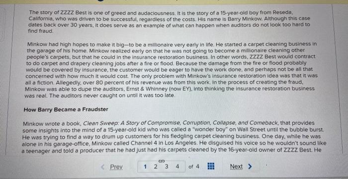 The story of ZZZZ Best is one of greed and | Chegg.com