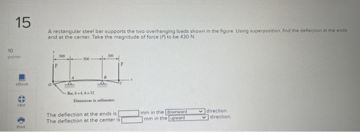 Solved A rectangular steel bor supports the two overhanging | Chegg.com