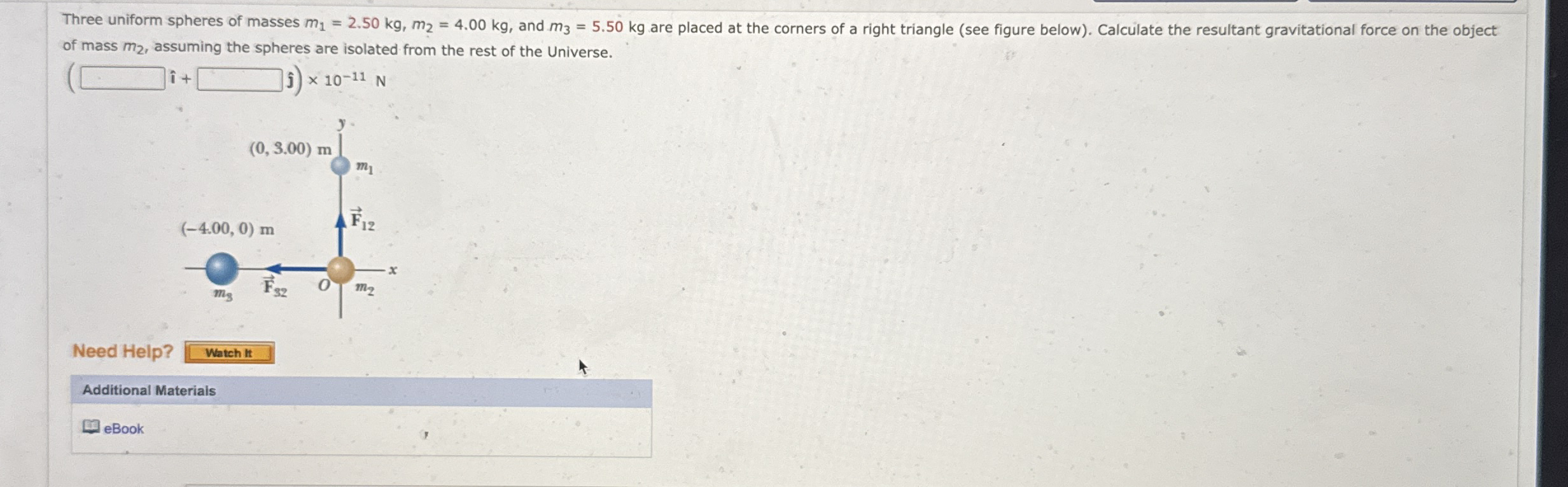 Solved Three uniform spheres of masses m1=2.50kg,m2=4.00kg, | Chegg.com