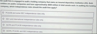Solved An audit firm is engaged to audit a holding company | Chegg.com