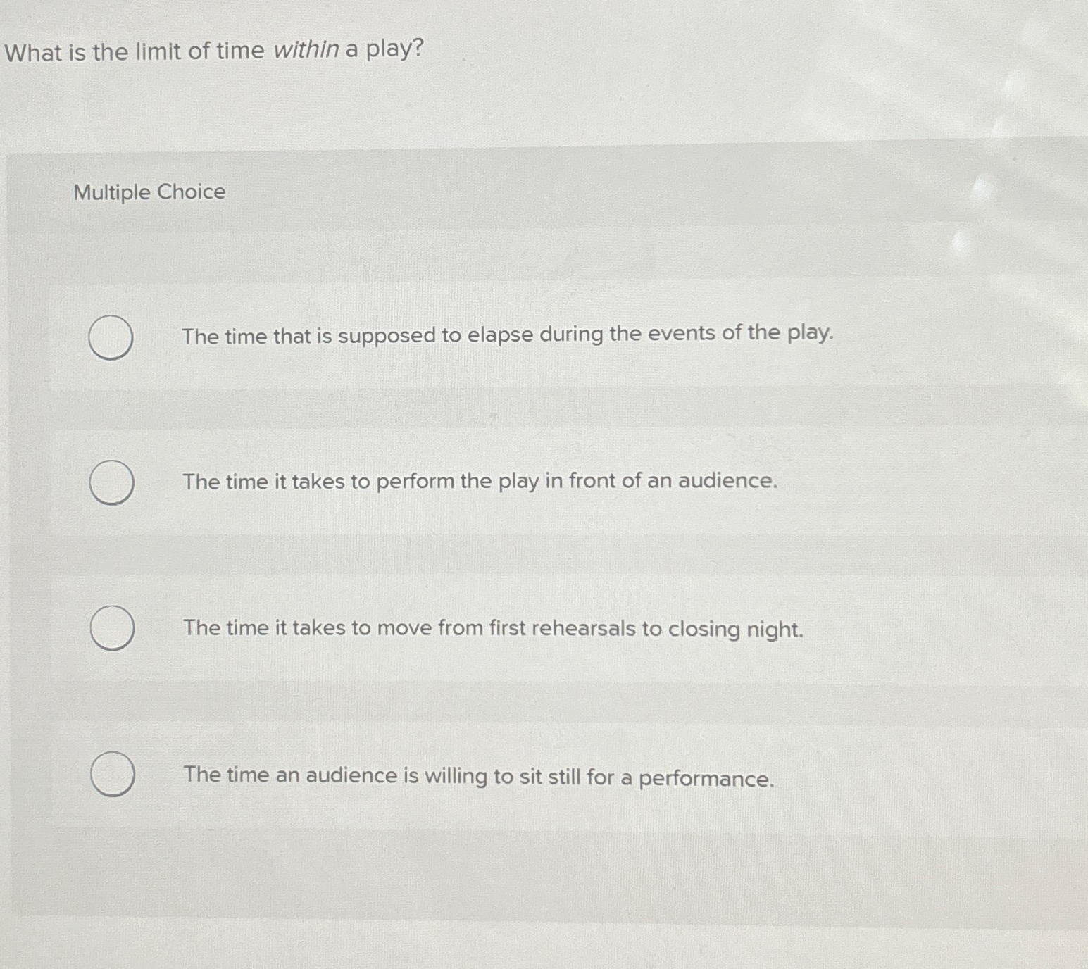 Solved What is the limit of time within a play?Multiple | Chegg.com