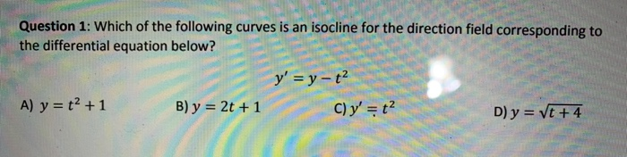 Solved Question 1: Which of the following curves is an | Chegg.com