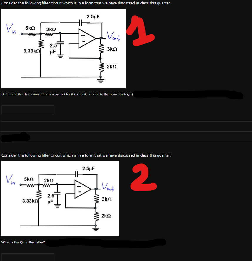 Solved Consider the following filter circuit which is in a | Chegg.com