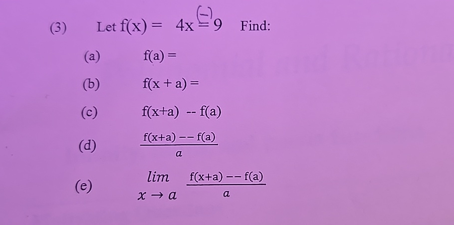 Solved (3) ﻿Let f(x)=4x-9, | Chegg.com